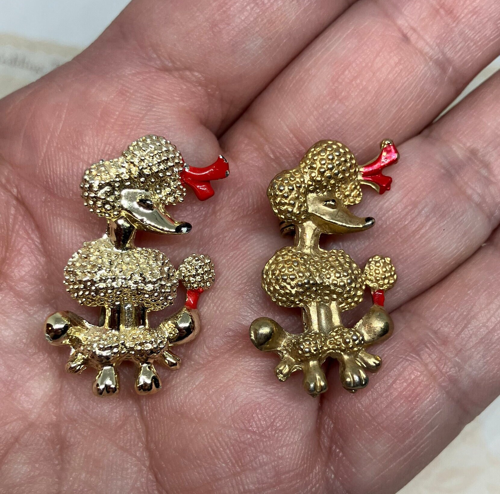 Vintage French Poodle Scatter Pins; Lot of Three (3) Enameled Poodle ...