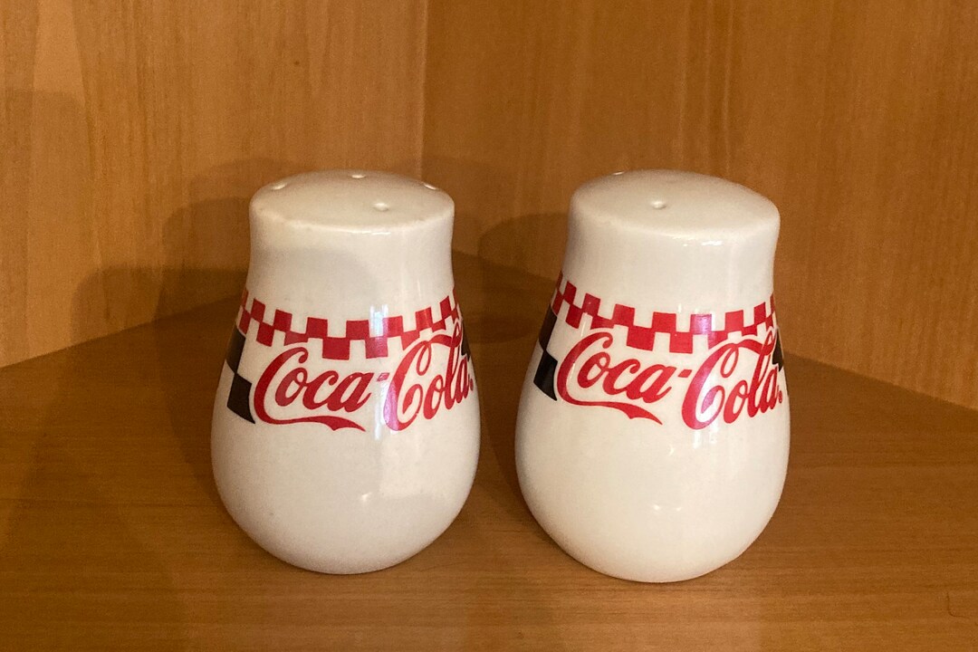 Coca Cola Black and Red Checkerboard Salt and Pepper Shakers; Vintage ...