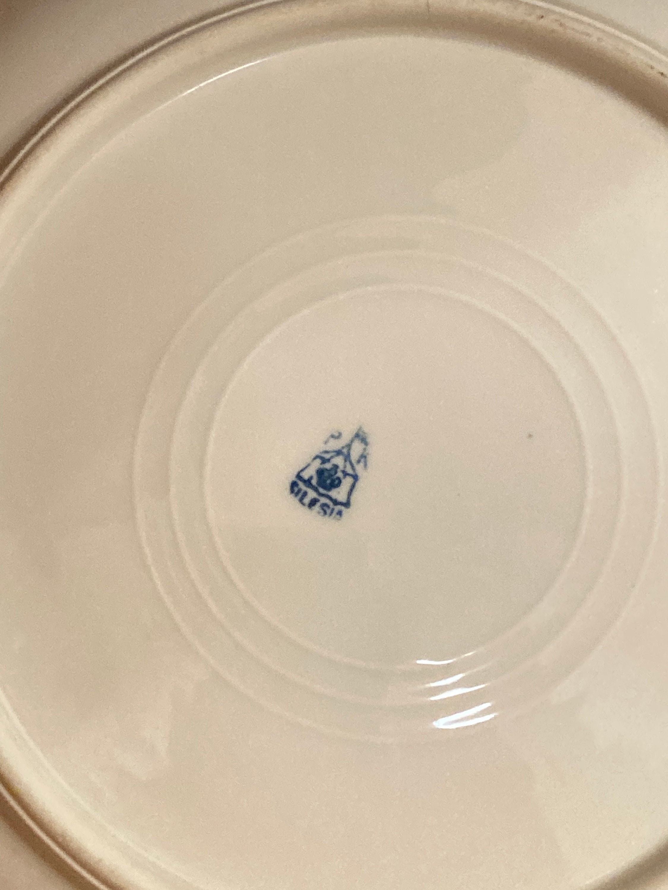 Antique PK Silesia Porcelain Plate; 9 1/4 Inch Double Handled Floral ...