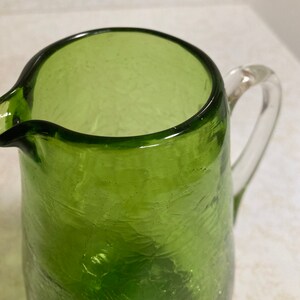 Blenko Vintage Grass Green Crackle Glass Pitcher, 7 Inch Green Blenko ...