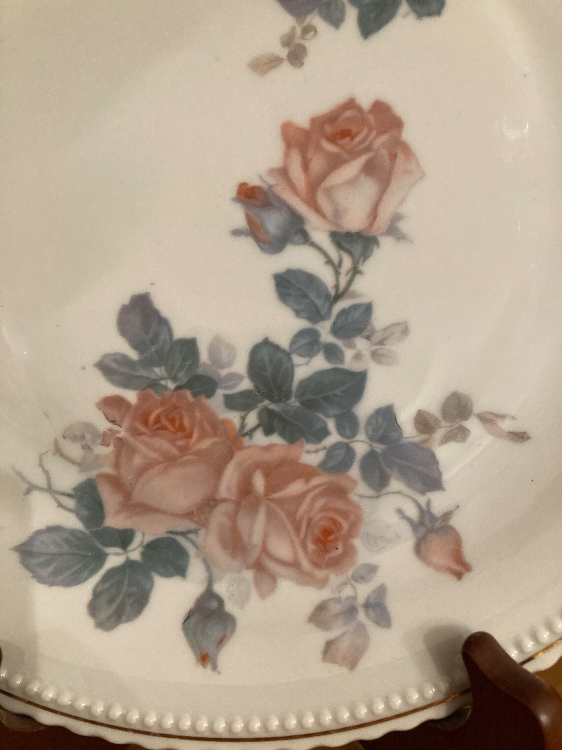 Antique PK Silesia Porcelain Plate; 9 1/4 Inch Double Handled Floral ...