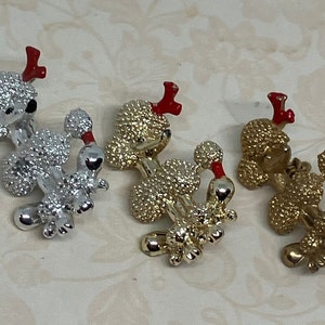 Vintage French Poodle Scatter Pins; Lot of Three (3) Enameled Poodle ...