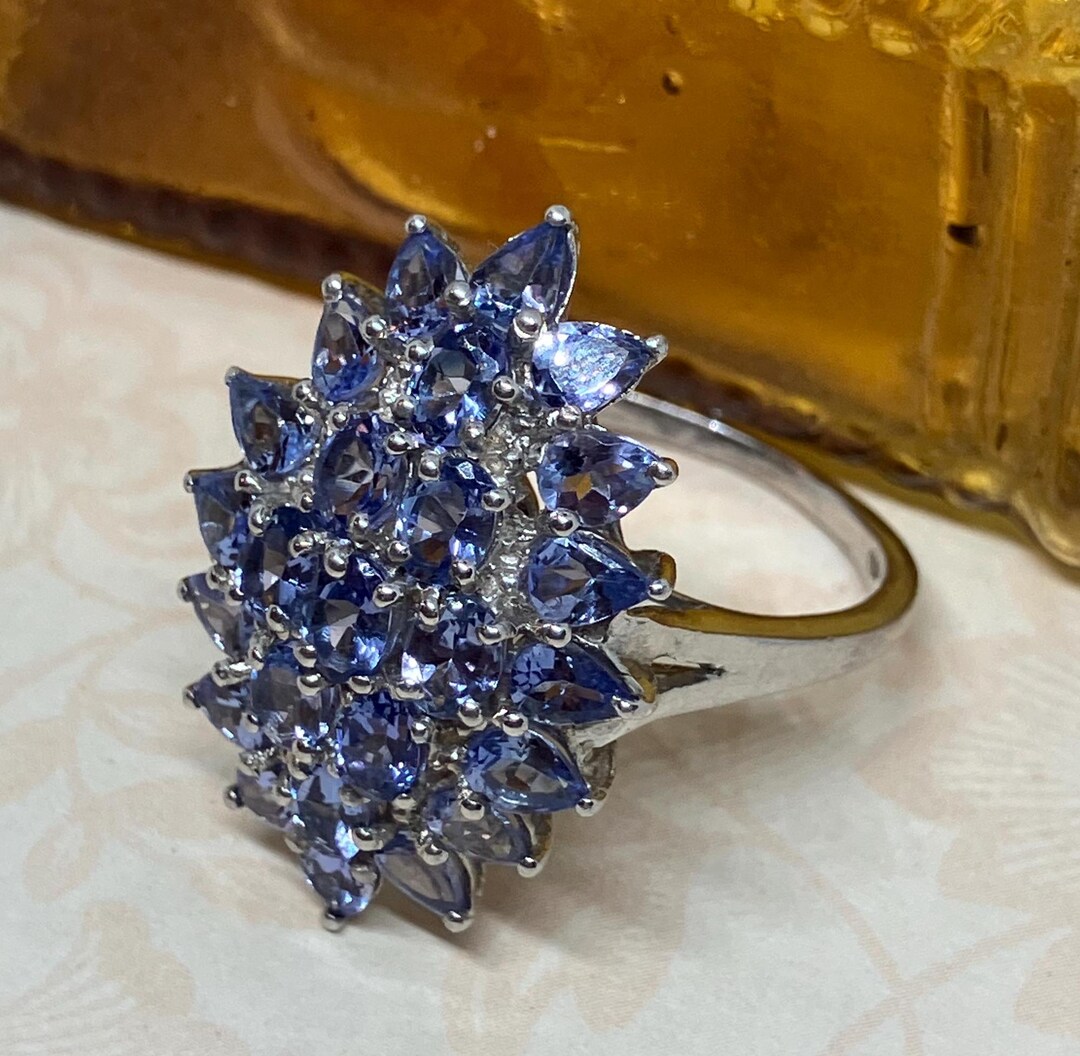 Chuck Clemency STS Signed Vintage Sterling Silver Tanzanite Cluster ...