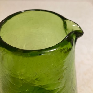 Blenko Vintage Grass Green Crackle Glass Pitcher, 7 Inch Green Blenko ...