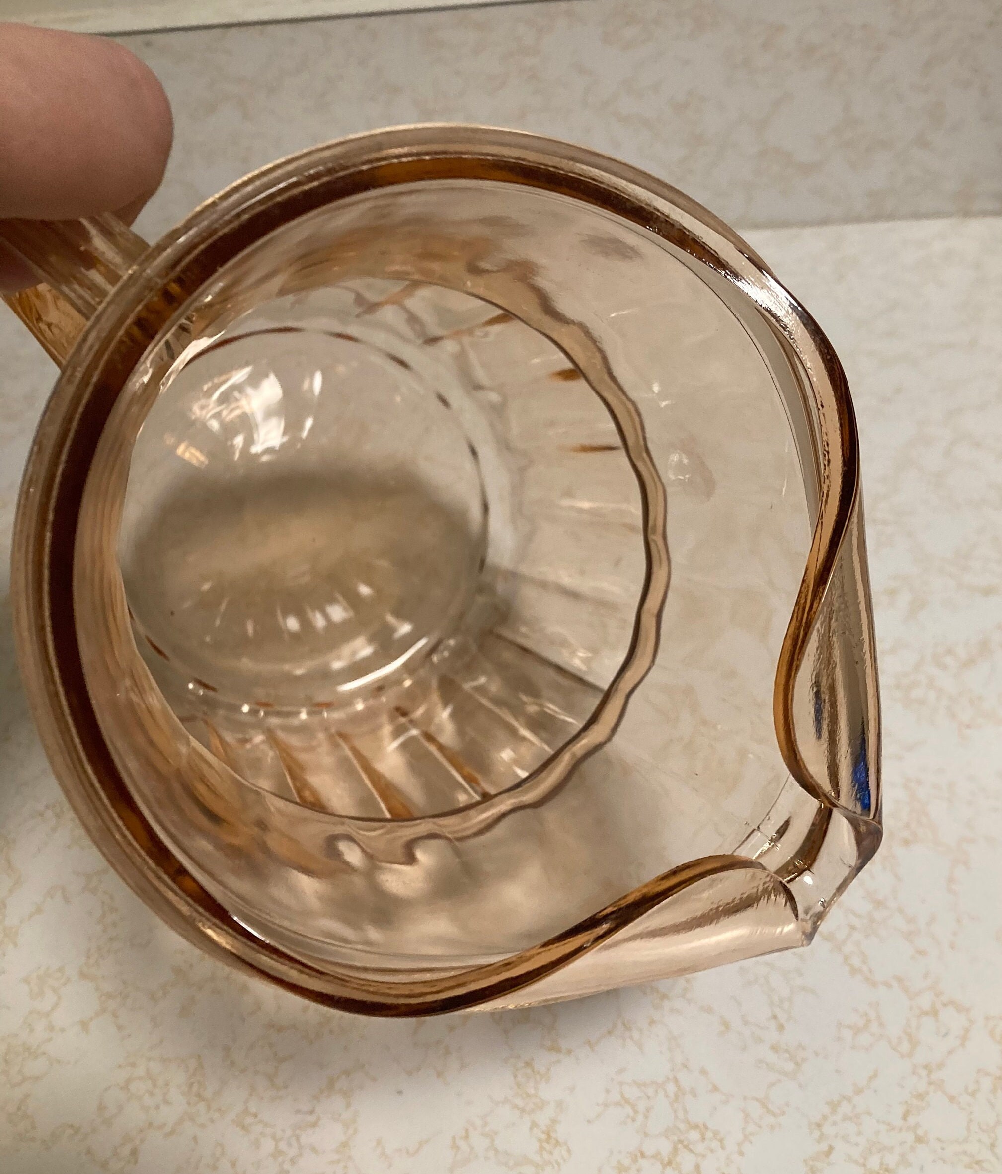 Anchor Hocking Pink Pillar Optic or Log Cabin Ice Lip Pitcher | Etsy