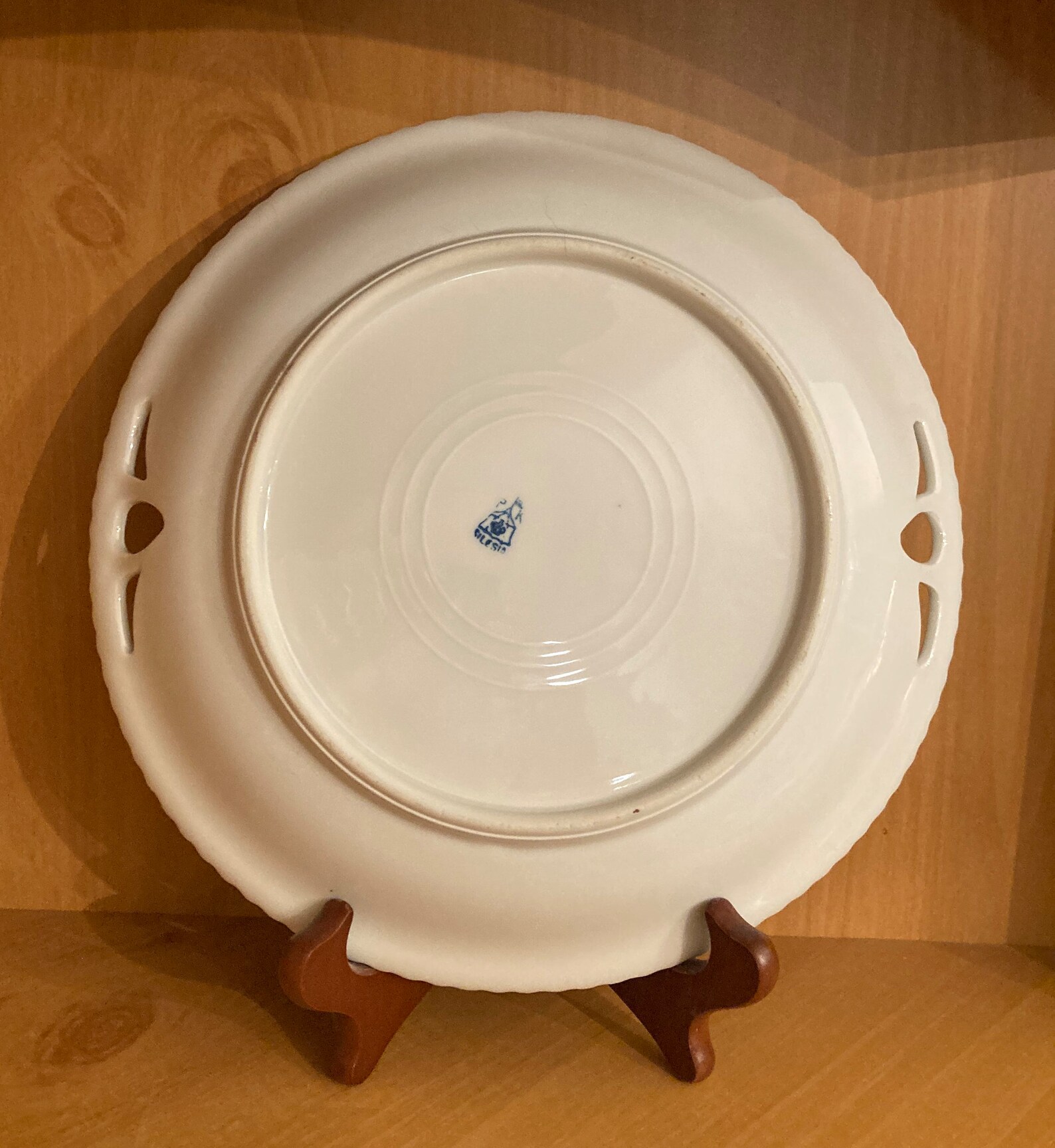 Antique PK Silesia Porcelain Plate; 9 1/4 Inch Double Handled Floral ...