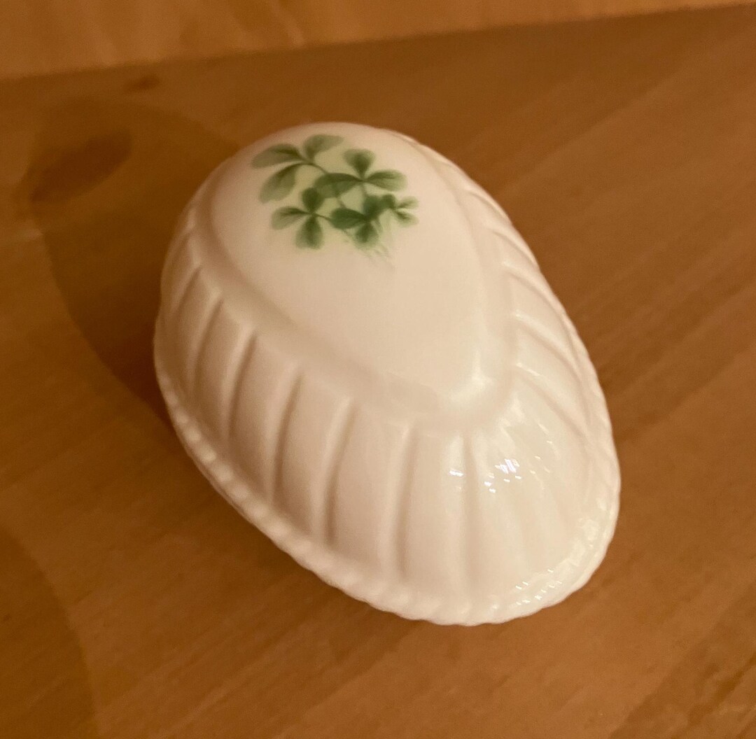 Donegal Irish Parian China Egg Shaped Shamrock Trinket Box; Vintage ...