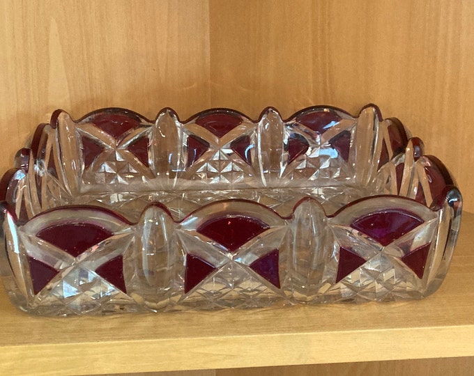 EAPG Doyle and Company Triple Triangle Ruby Stain Covered Butter Dish ...