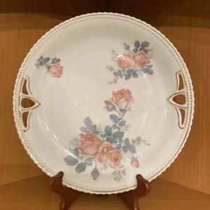 Antique PK Silesia Porcelain Plate; 9 1/4 Inch Double Handled Floral ...
