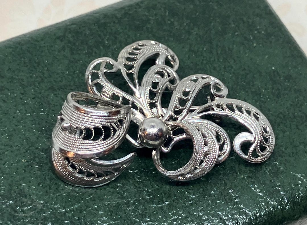 Vintage West Germany Made Silver Tone Brooch or Pin; Finely Detailed ...
