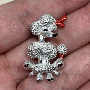 Vintage French Poodle Scatter Pins; Lot of Three (3) Enameled Poodle ...