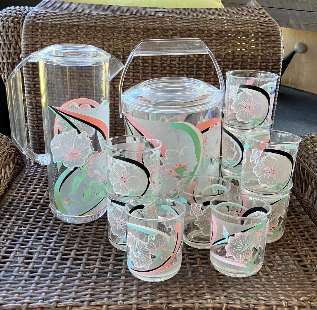 CULVER Encounters Acrylic Vintage Beverage Set; 12 Pc Culver Pink ...