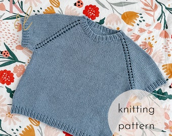 Raglan Sleeved Tee Knitting Pattern Striped Top Knit Pattern Pdf - Etsy