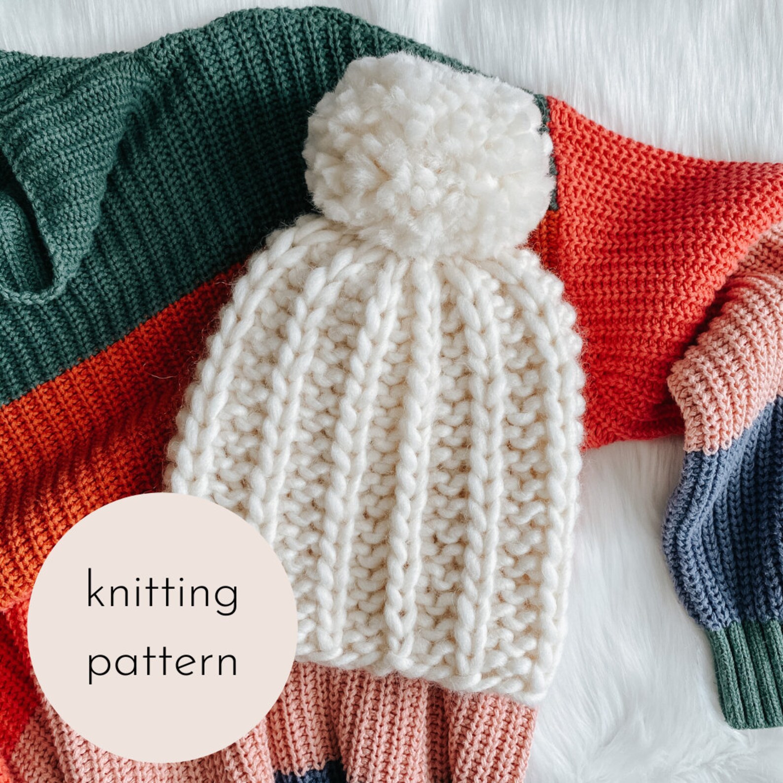 Extra Bold Coffee Bean Beanie Knitting Pattern / Baby-adult | Etsy