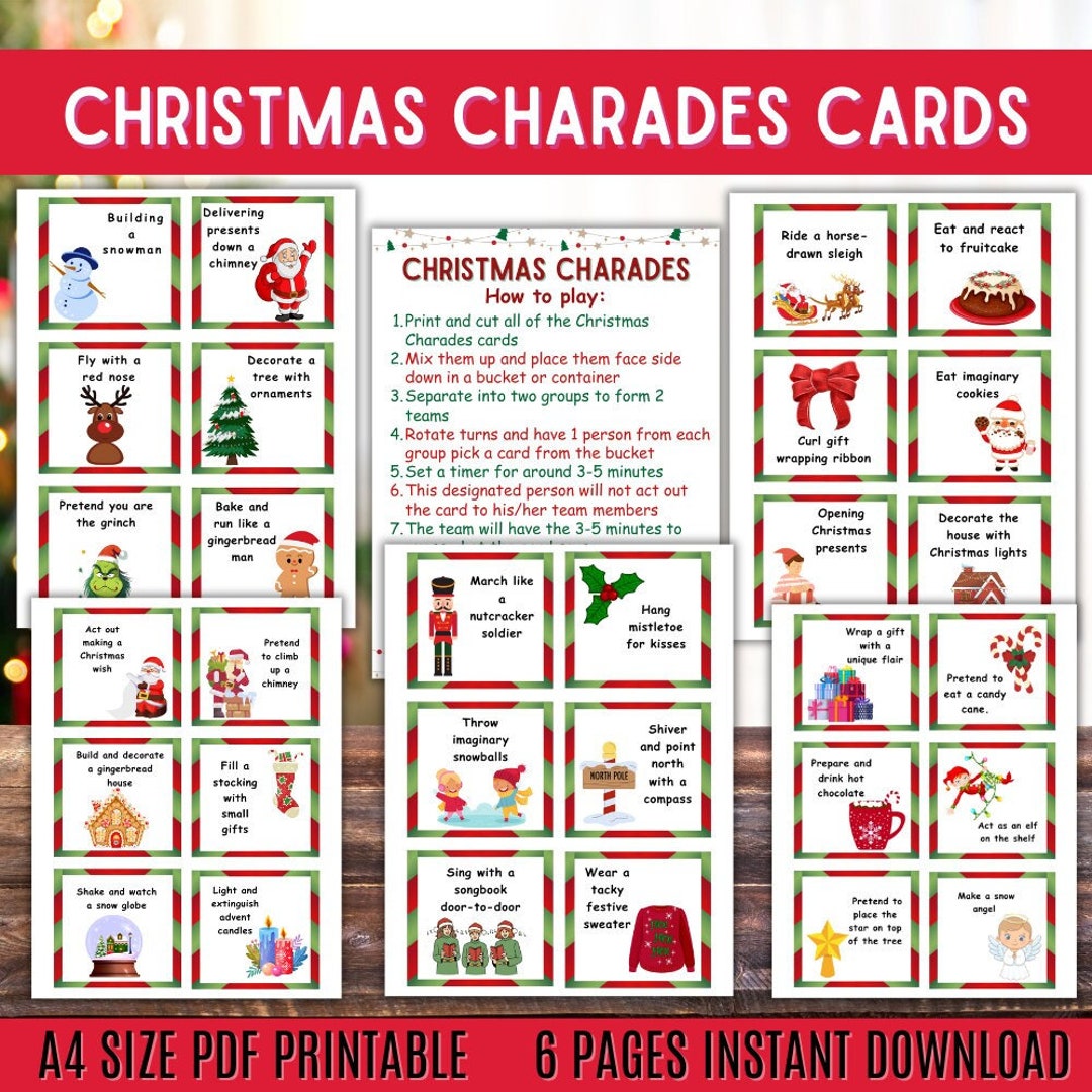 Christmas Charades Cards: Holiday Family Game (PDF Printable) - Etsy