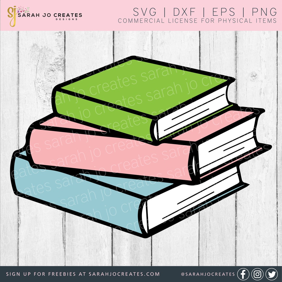 Book Stack SVG - Books SVG - Book Clipart - Reading Svg - Stack of ...