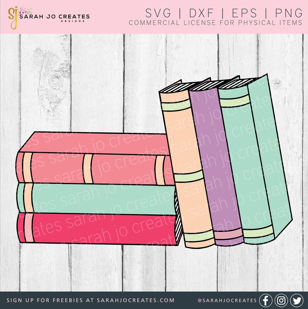 Book Stacks SVG: Reading Clipart for Mugs & Shirts (digital Download ...