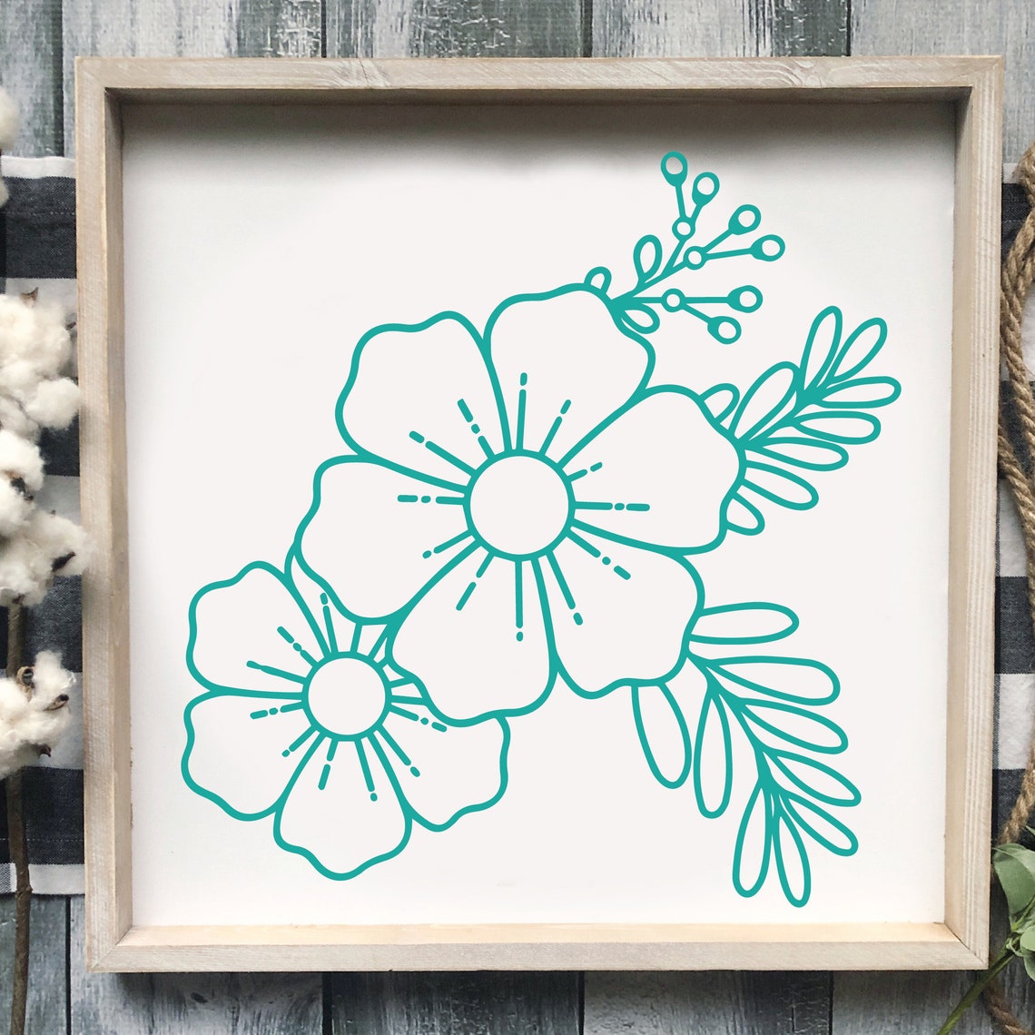 Flower Line Drawing SVG Flower SVG Flower Clipart Spring - Etsy