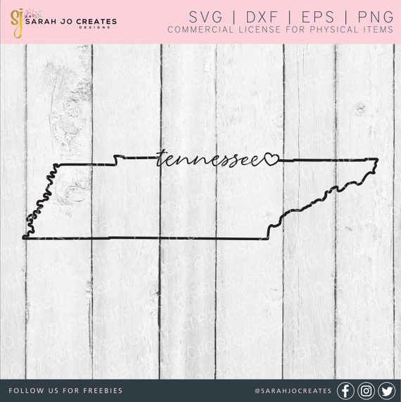 Tennessee Heart SVG Tennessee State Outline SVG Tennessee | Etsy