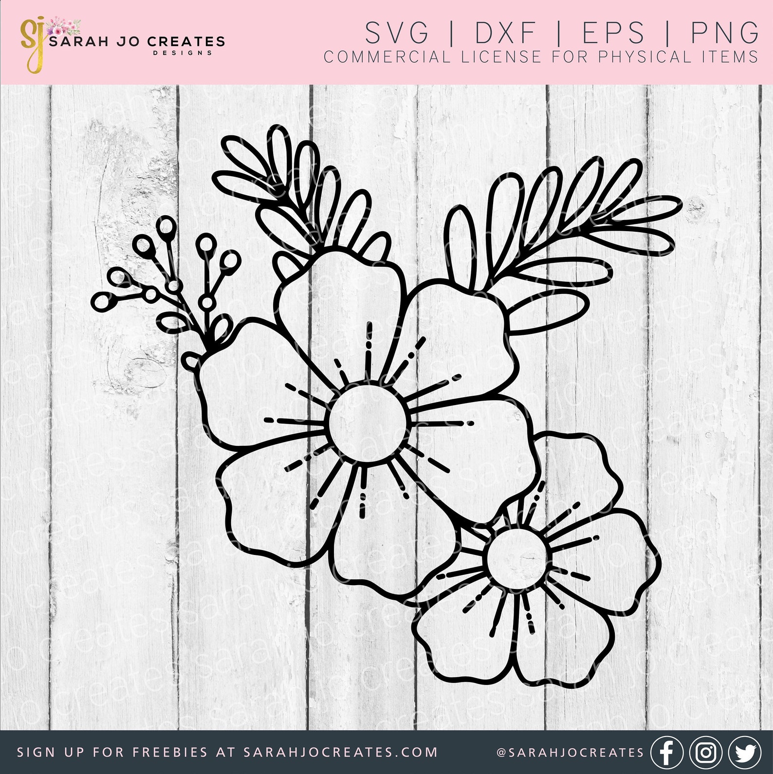 Flower Line Drawing SVG Flower SVG Flower Clipart Spring - Etsy