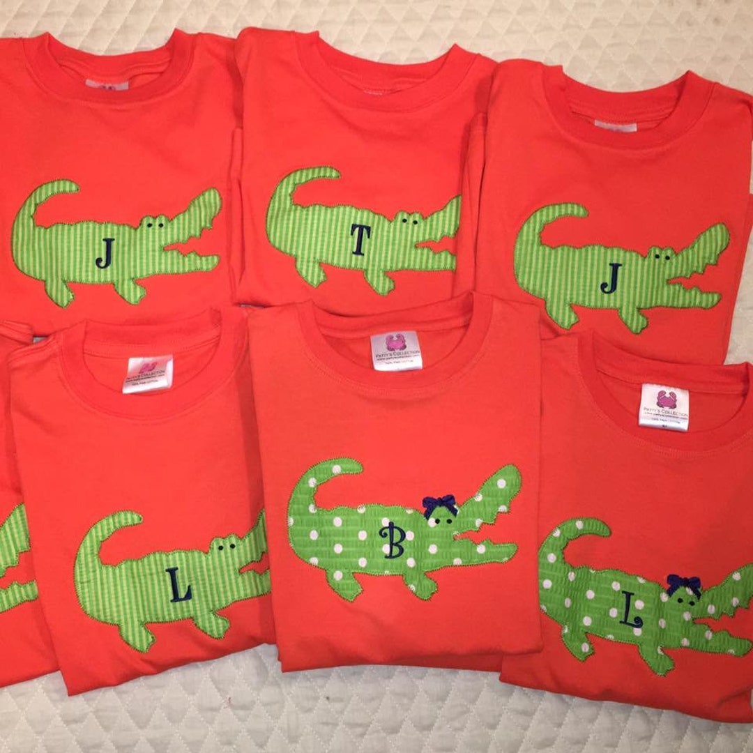 Monogrammed Alligator Shirt/alligator Shirt/florida Theme/embroidery ...