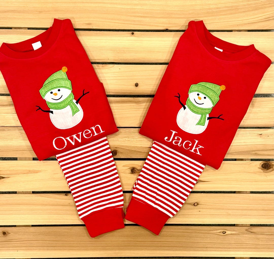 Snowman Christmas Pajamas, Embroidery Pajamas, Christmas Pajamas ...