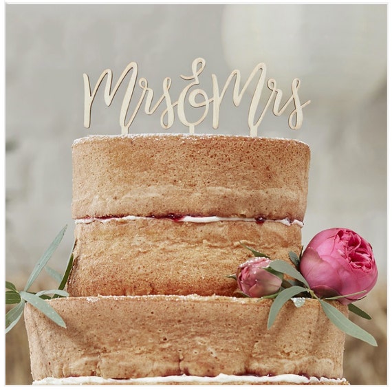 Wooden Cake Topper Mrs and Mrs Wedding Cake Decorations | Etsy