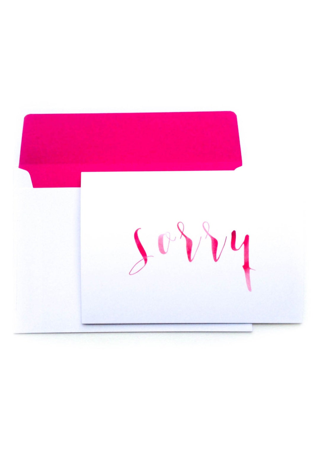 Hot Pink Watercolour Sorry Card - Etsy
