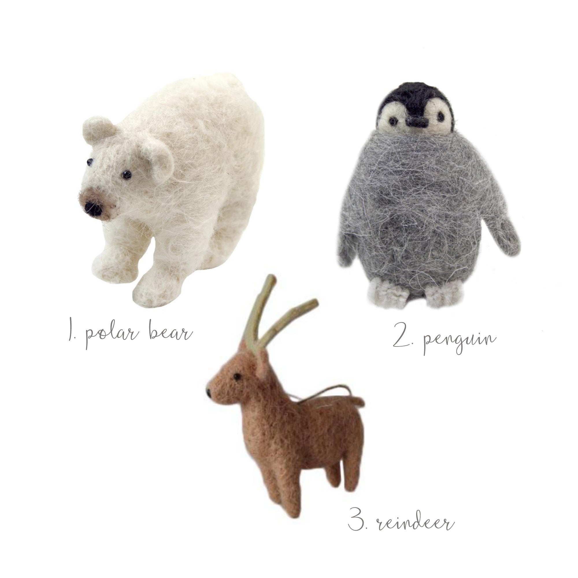 Nordic Felt Christmas Decorations Felt Penguin Polar Bear - Etsy