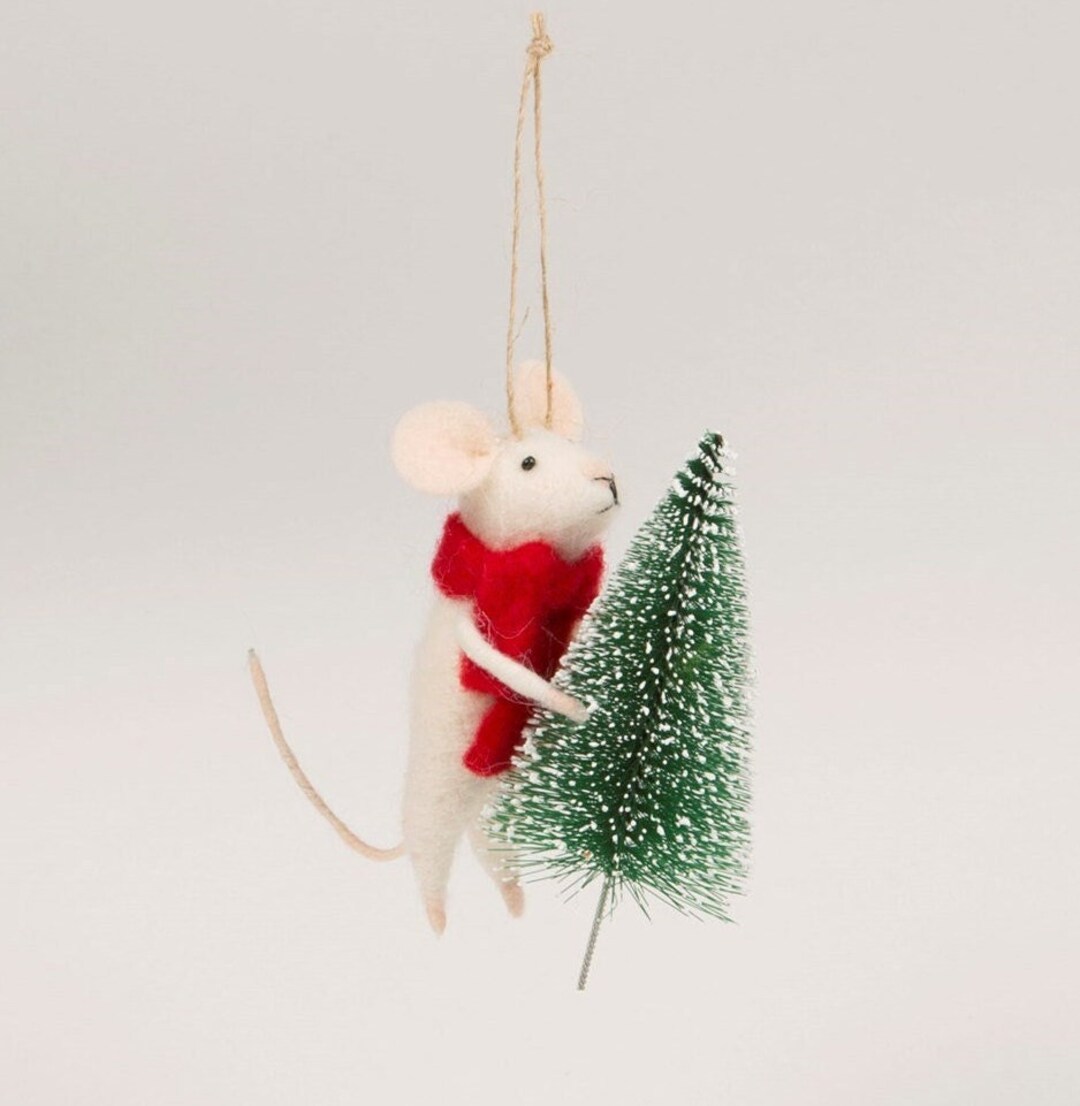 Mouse With Christmas Tree Decoration - Holiday Decor, Nordic Felt Gift ...