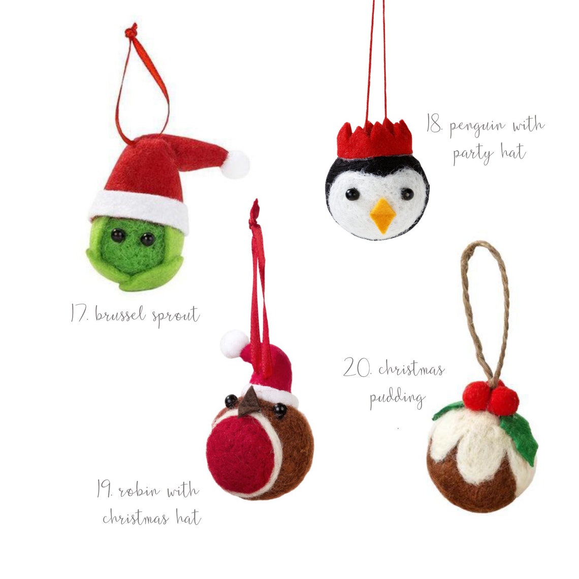 Nordic Felt Christmas Decorations Felt Penguin Polar Bear - Etsy