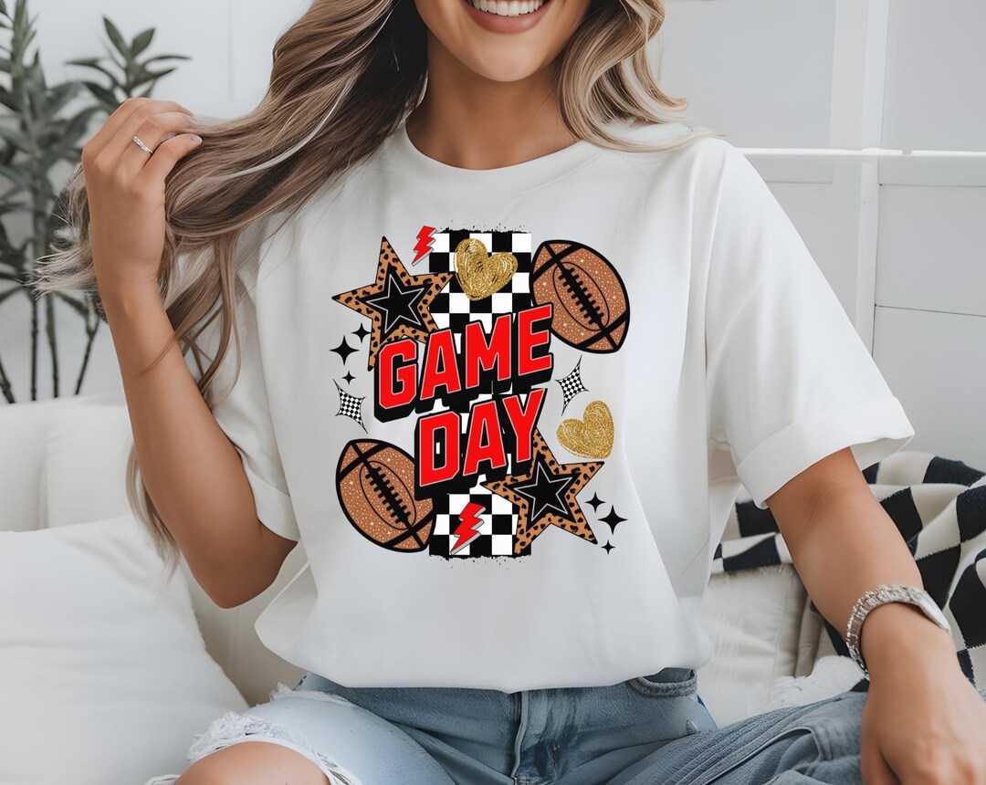 GAME DAY Red and Black Football, PNG, Checkered Tshirt, Football Hoodie ...