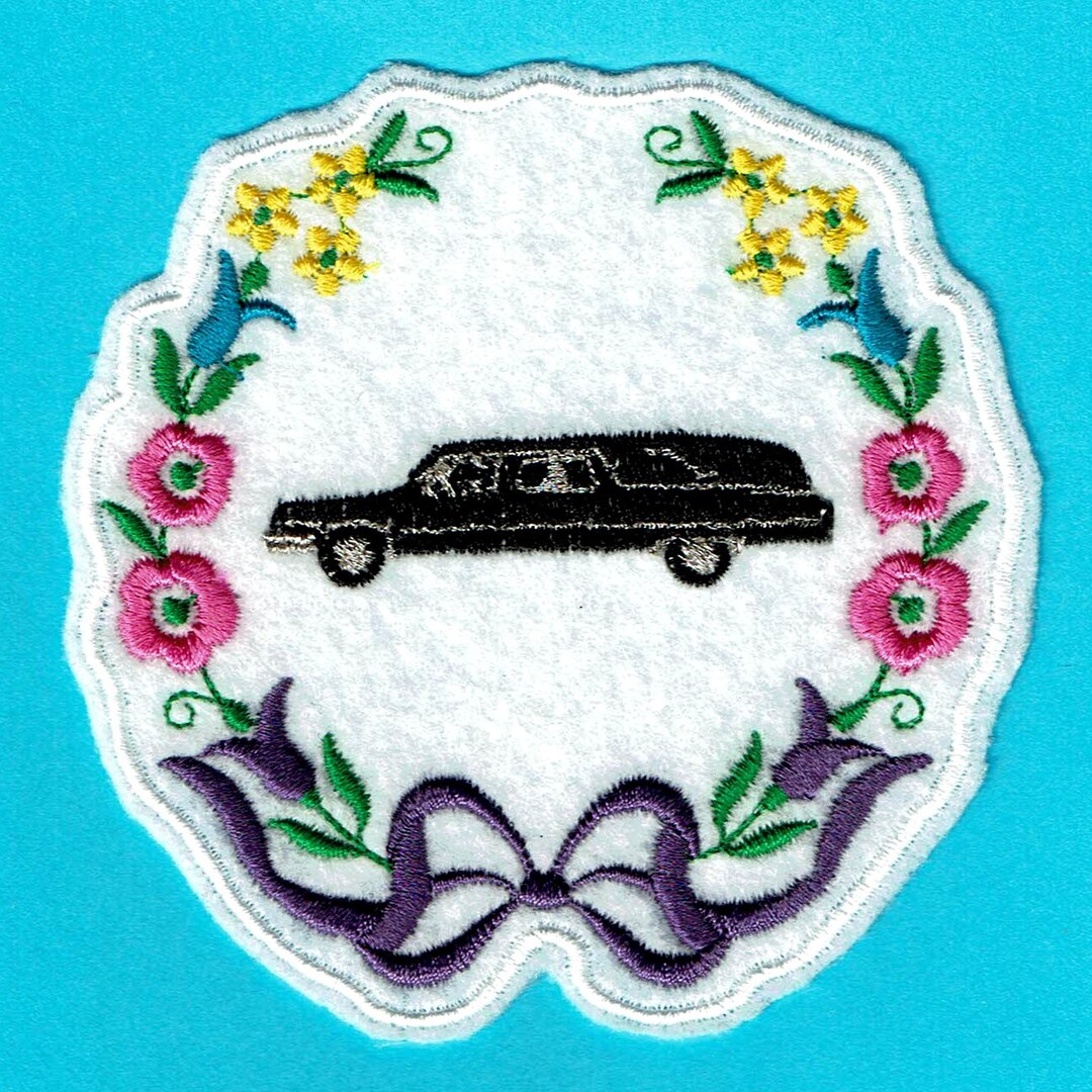 Floral Hearse Embroidered Iron-on Patch Flowers Funeral Director - Etsy