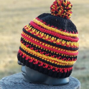 Germany Country Hat Olympics Beanie Black Red Gold Crochet Beanie ...