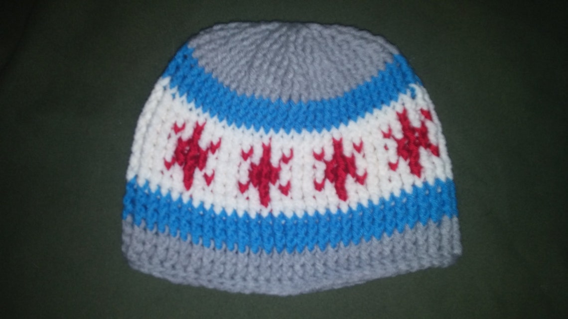 Chicago Flag Inspired Crochet Hat - Windy City Beanie - Warm Hat ...