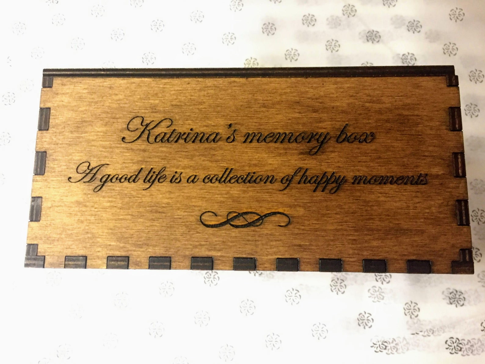 Personalised Wooden Lidded Memory Box Engraved Quote - Etsy UK