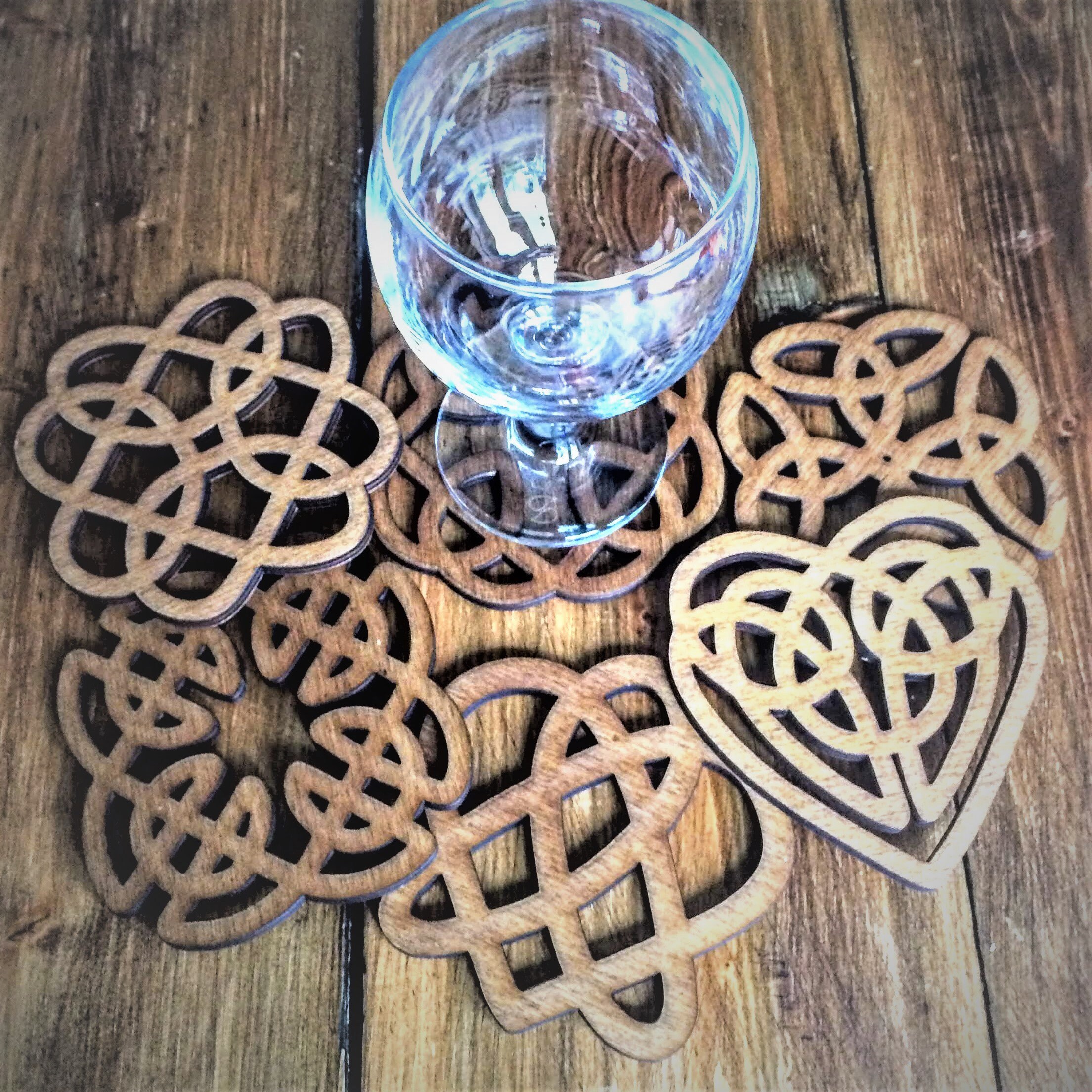 Set of 6 Wooden Celtic Knot Coasters Made in Cornwall - Etsy