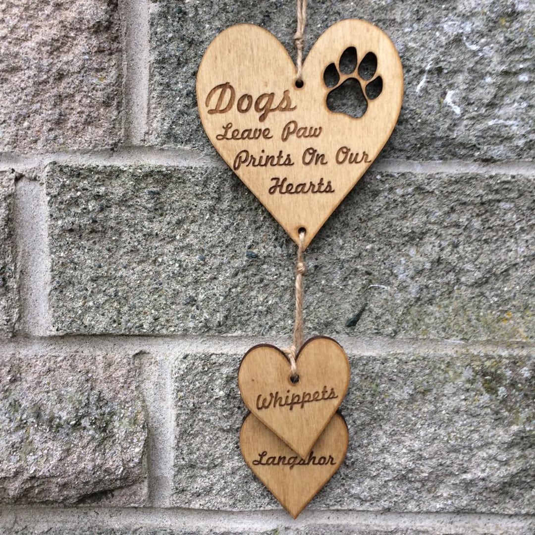 Personalised Dogs Leave Paw Prints on Your Heart Hanging Decoration ...