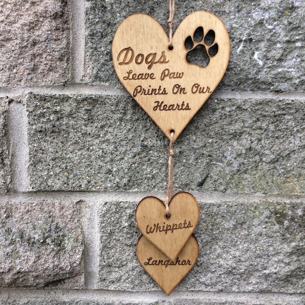 Personalised Dogs Leave Paw Prints on Your Heart Hanging | Etsy