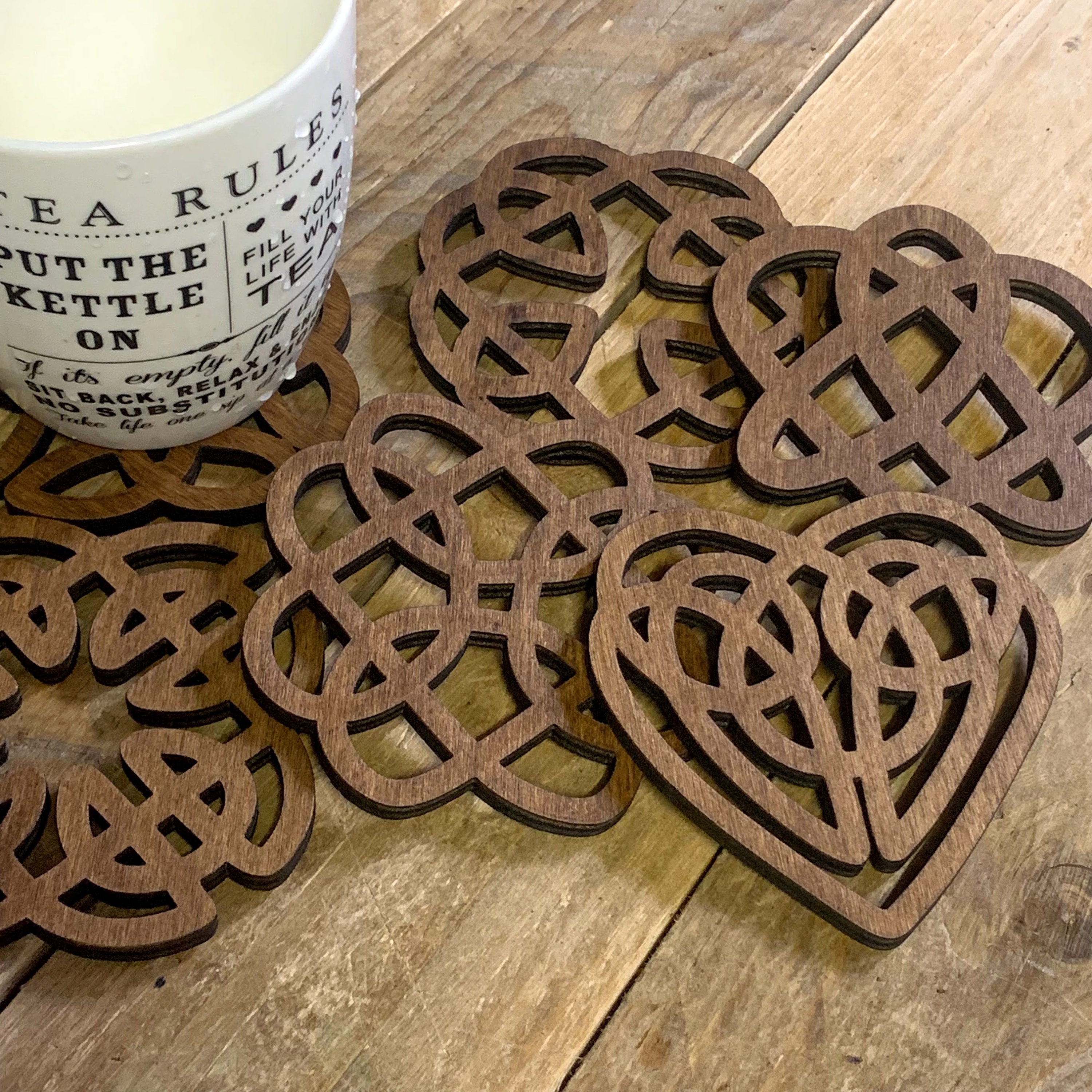 Set of 6 Wooden Celtic Knot Coasters Made in Cornwall - Etsy