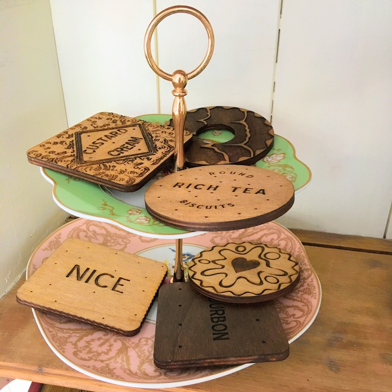 Set of 6 Classic Biscuit Coasters Wooden Bourbon Custard - Etsy