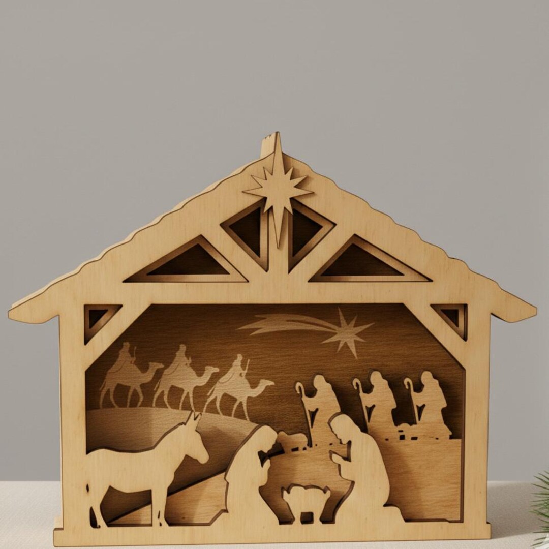 Wooden Layered Nativity Scene – Freestanding or Wall Hanging Nativity ...