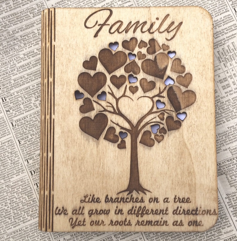 Family Notes Engraved Wooden Notebook can Be Personalised | Etsy UK