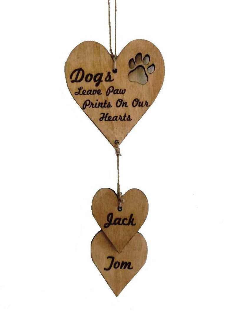 Personalised Dogs Leave Paw Prints on Your Heart Hanging | Etsy