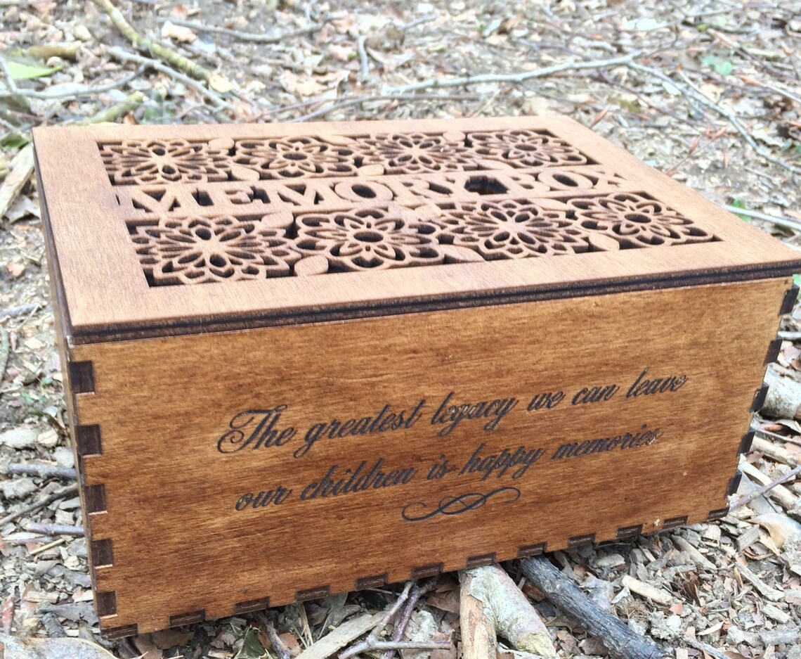 Personalised Wooden Lidded Memory Box Engraved Quote - Etsy UK