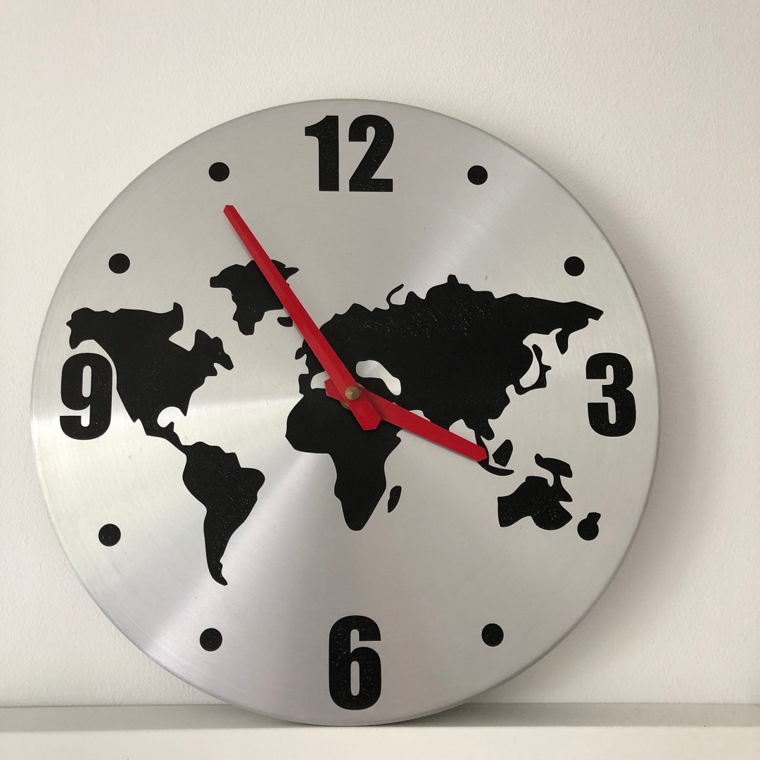 Vintage World Map Clock Aluminium - Etsy