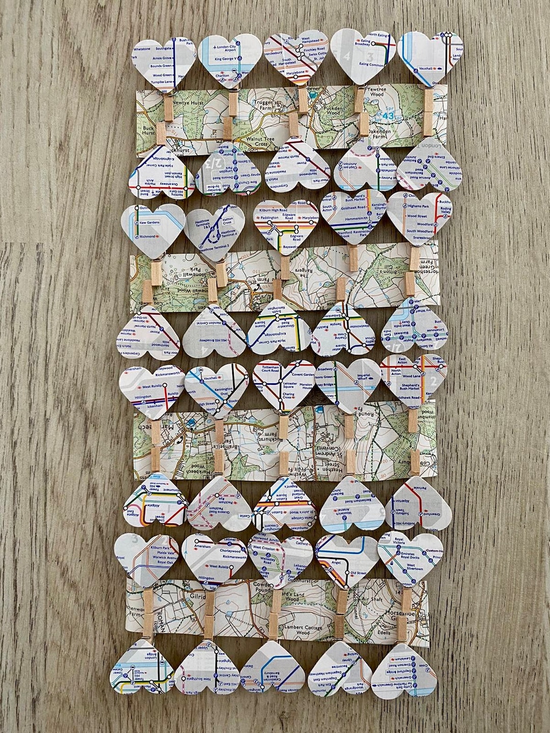 London Underground Map "city Love" Pegs - Etsy