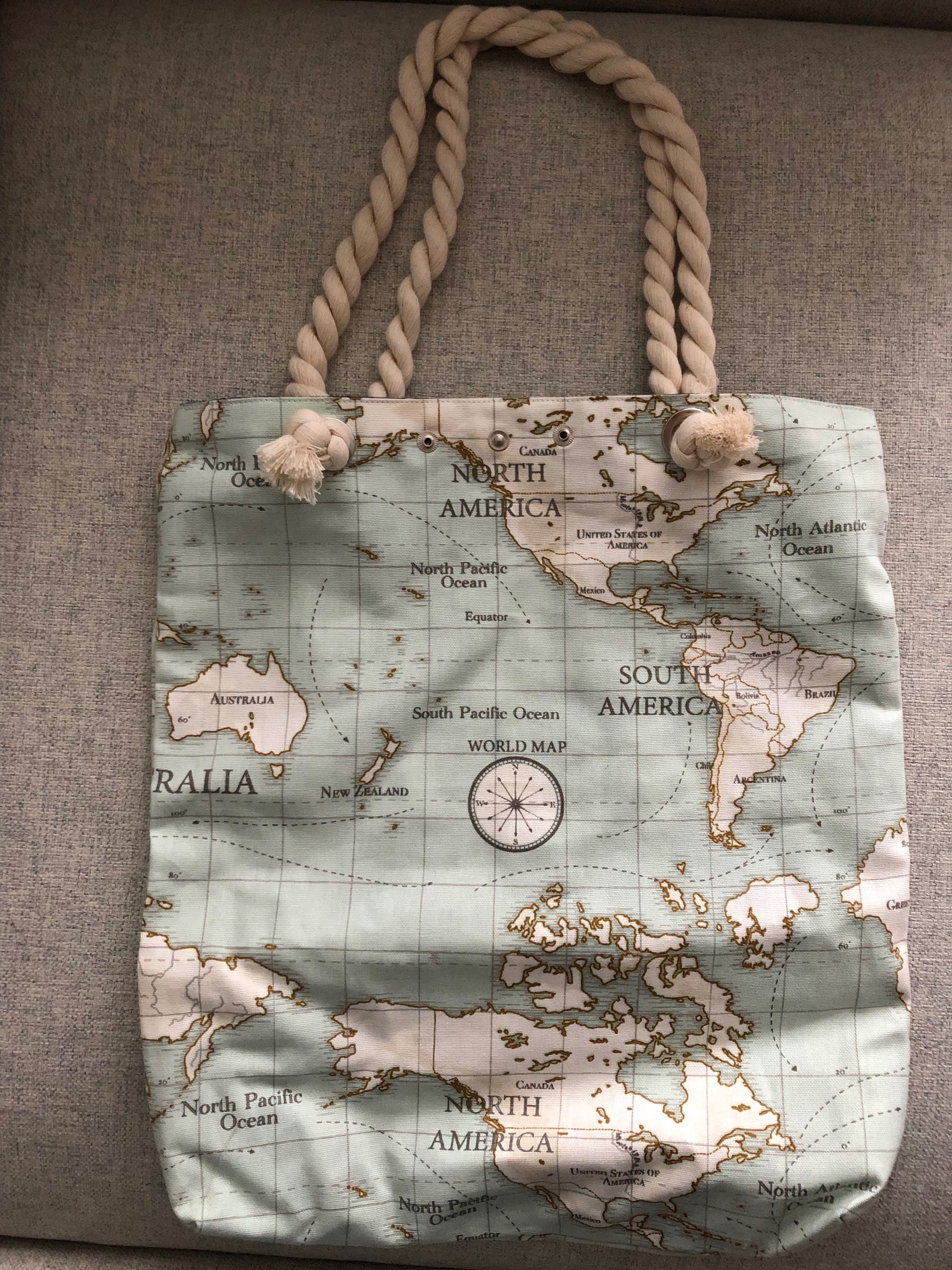 World Map Fabric Reversible Handbag With Koala Print Inner - Etsy
