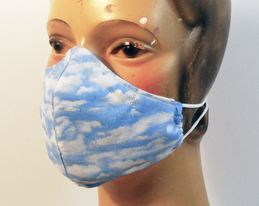 Face Mask Blue Skies Fitted Style With Pocket Fir Filter/ Nosewire ...