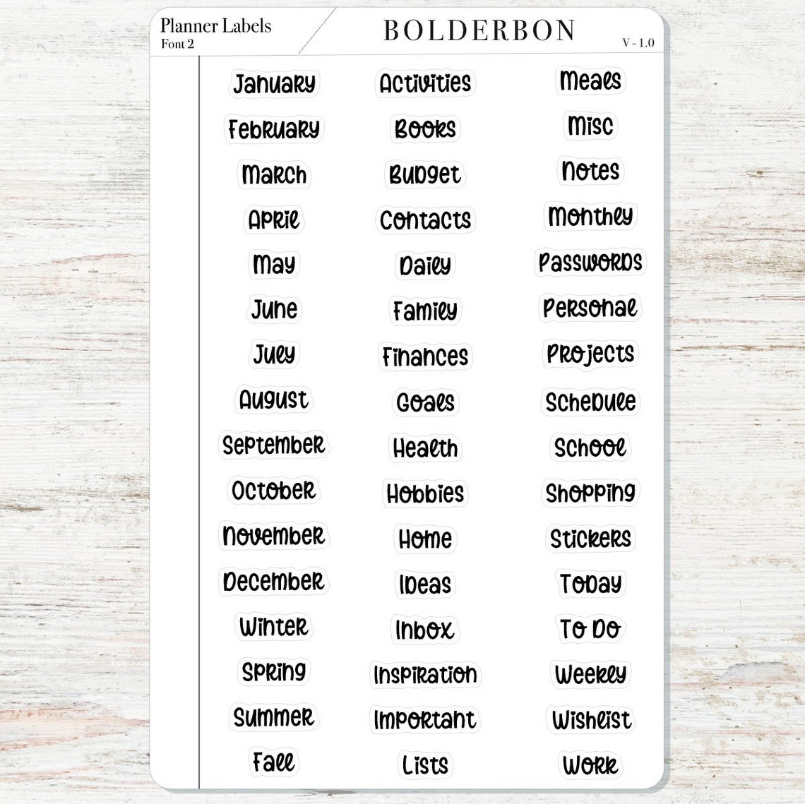 PLANNER DIVIDER LABELS || Sticker Labels, Tab Labels, Black and White ...